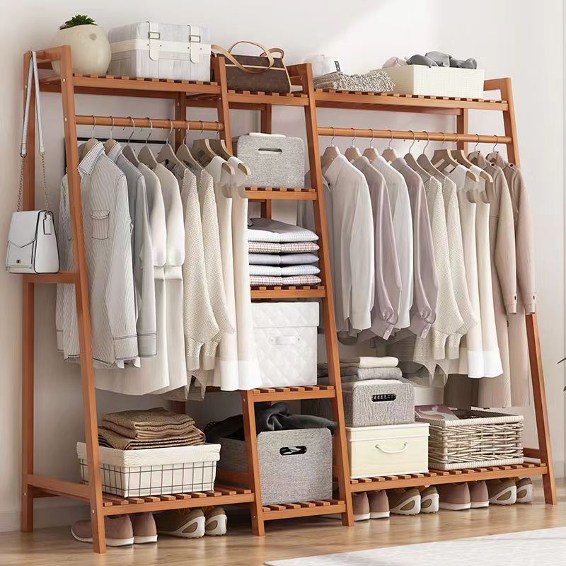 Wooden Clothes drying Rack with Hook Hanger Wardrobe Coat Rack Cabinet ...