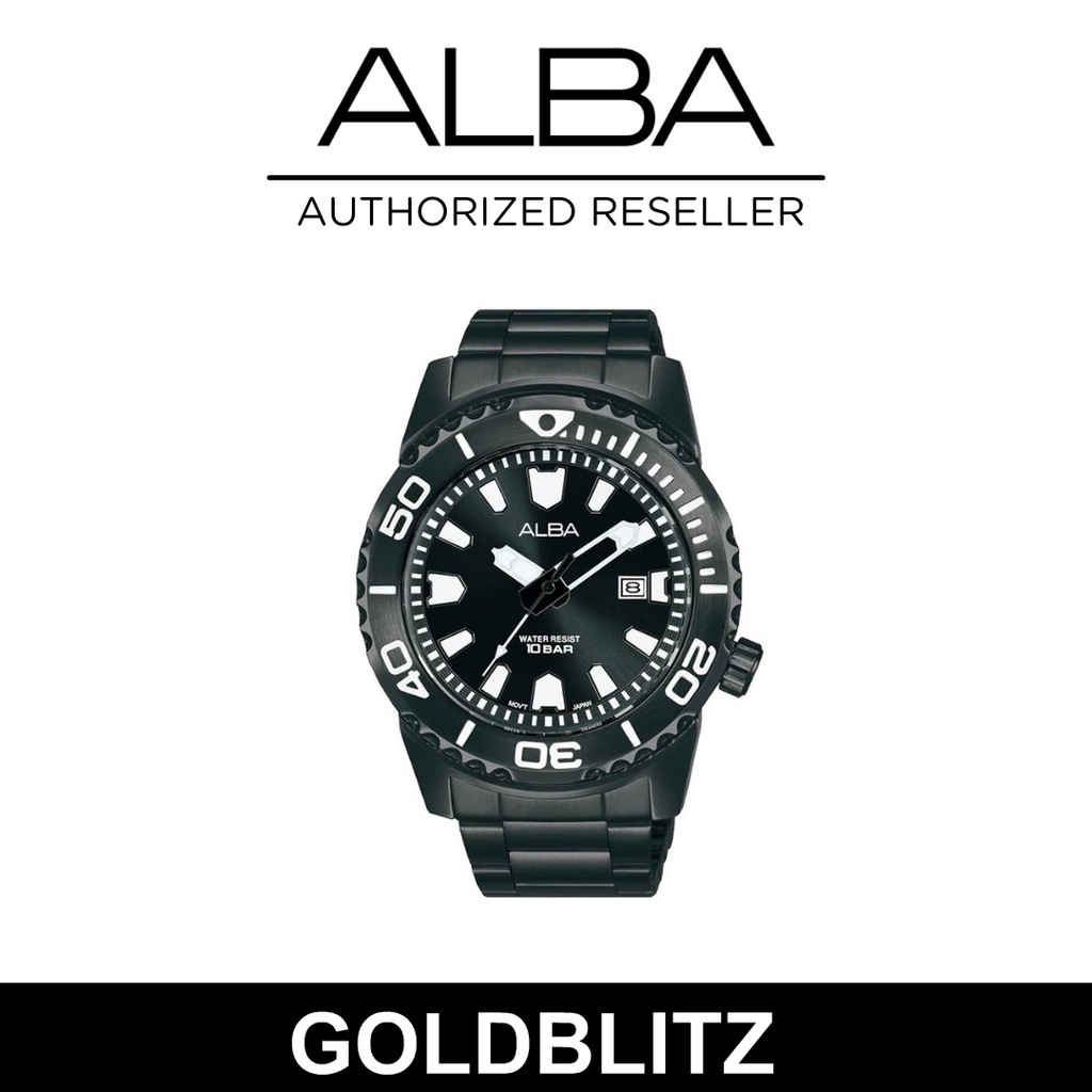 Alba AG8M01X Active Mini Monster Quartz Black Dial Black-Tone Stainless ...