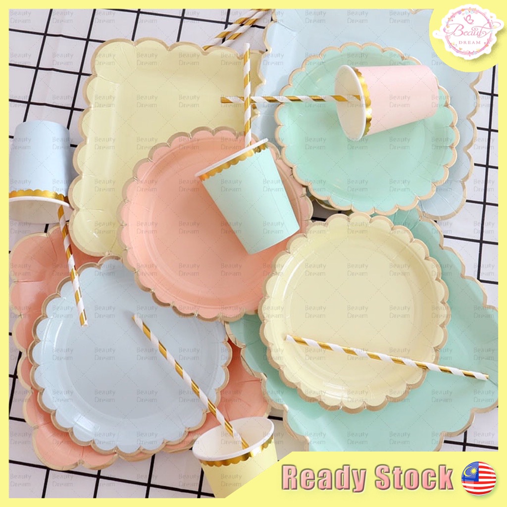 ⚡️Ready Stock⚡️Party Paper Plate Cup Spoon Fork Set Disposable ...