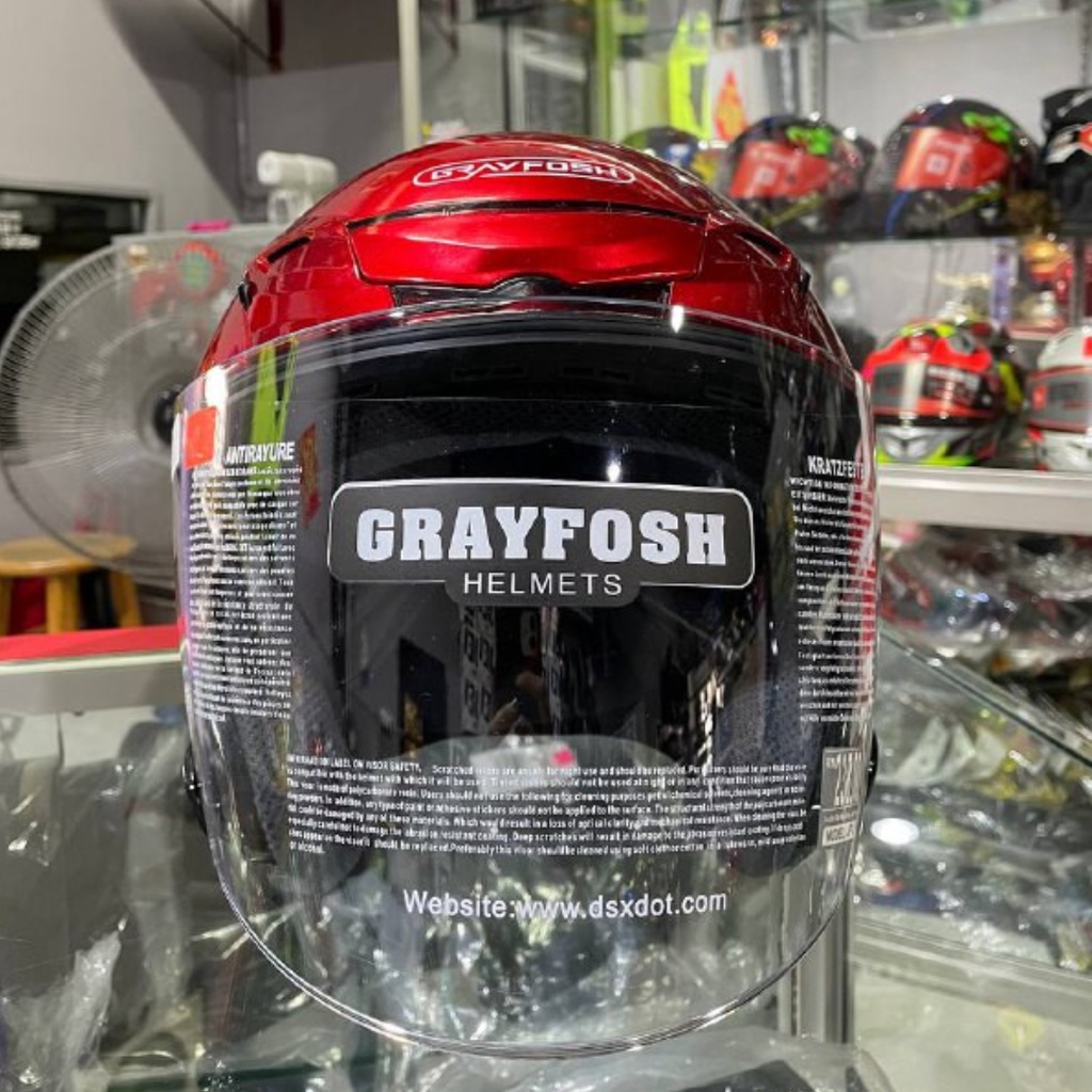 GRAYFOSH J-FORCE 3 JF3 HELMET CANDY RED | Shopee Malaysia