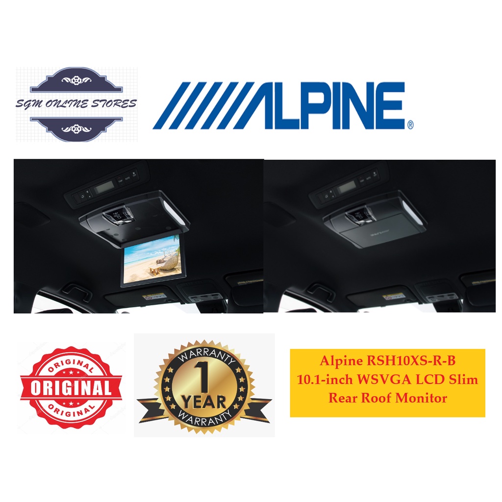 Alpine RSH10XS-R-B - 10inch WSVGA LCD with Room Light & HDMI Slim Roof ...