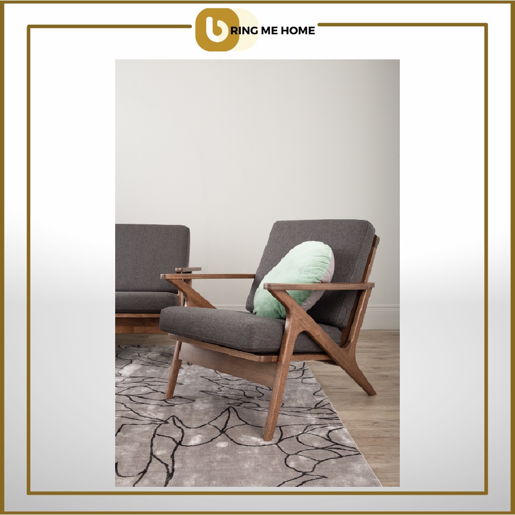 ASTAN Solid Wood Sofa 1 Seater Sofa Single Sofa Fabric Sofa Kain Sofa ...