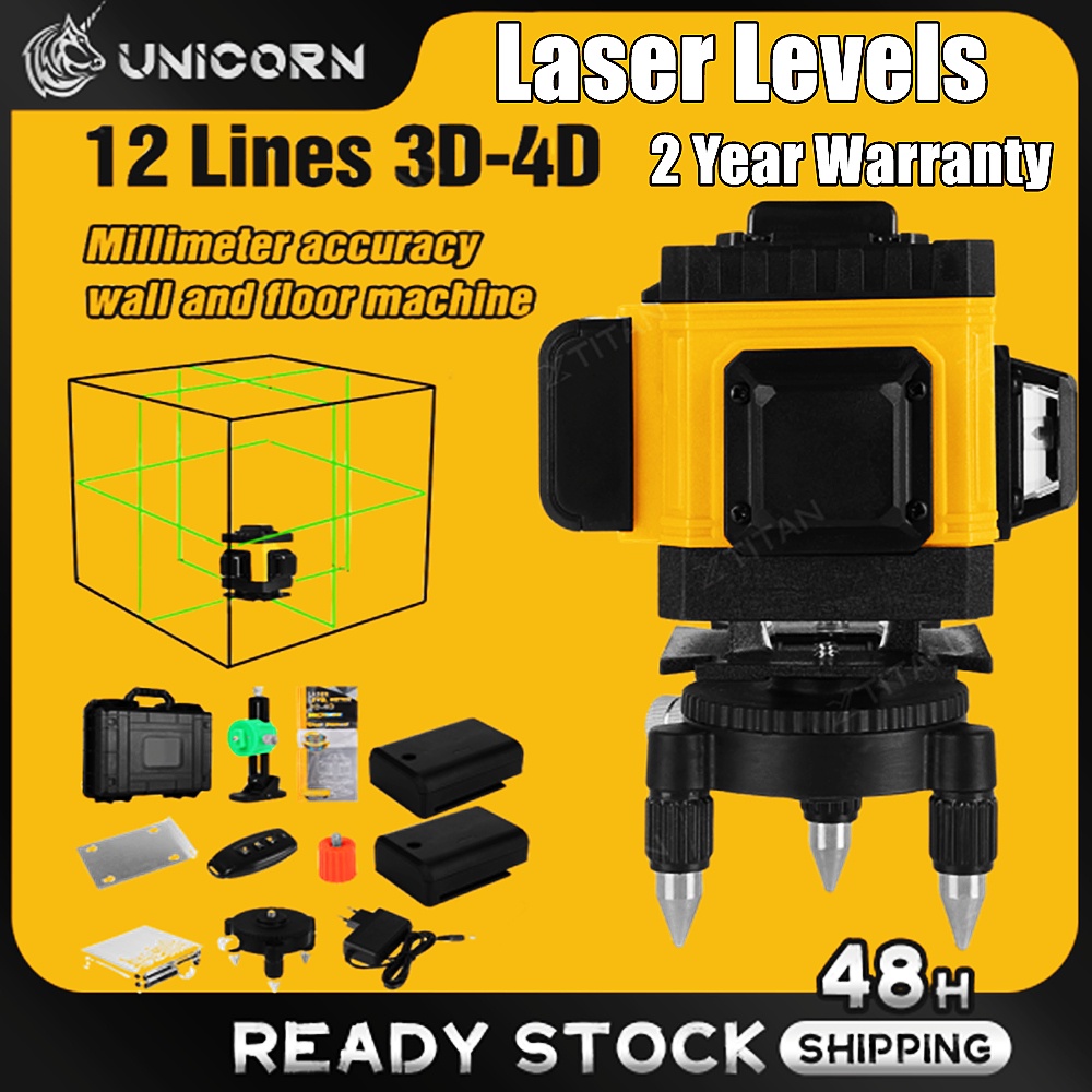 XTITAN 6 / 12 / 16 Line Laser Level Green Light Self-Leveling 360 ...