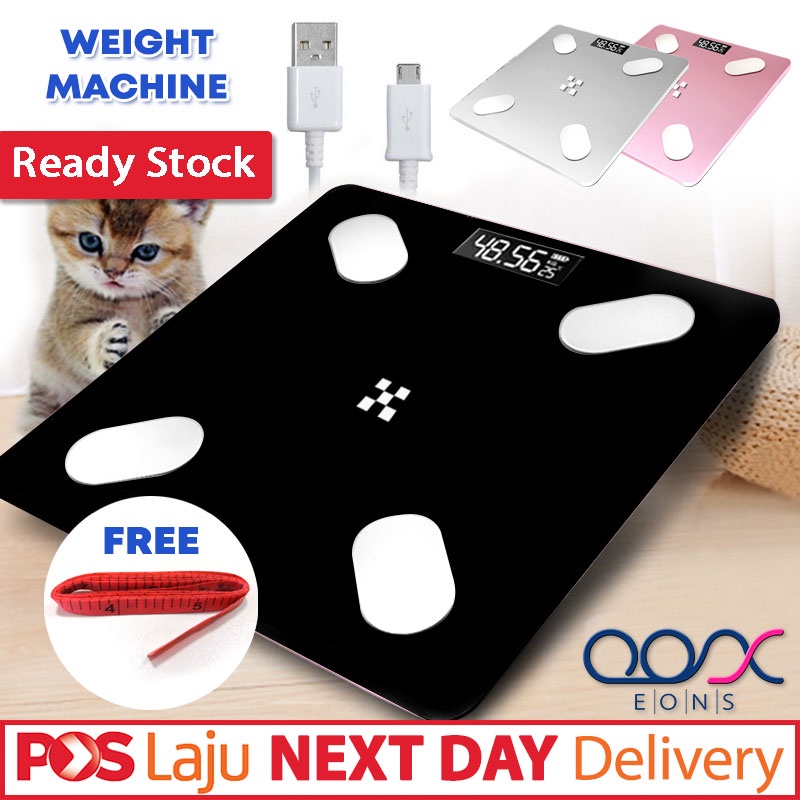 BLUETOOTH Digital Body Weight Scale Machine With LED Display BMI ...