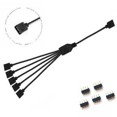 5V ARGB 3 Pin / 12V RGB 4 Pin / Motherboard ARGB Splitter Extension ...