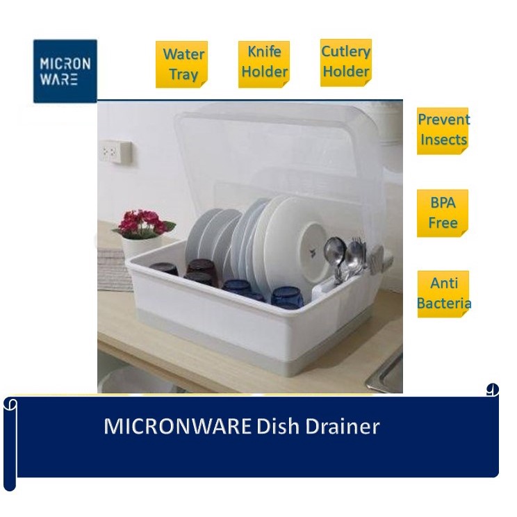 MICRON WARE Dish Drainer / Dish Rack / Dish Storage [Anti Bacterial BPA ...