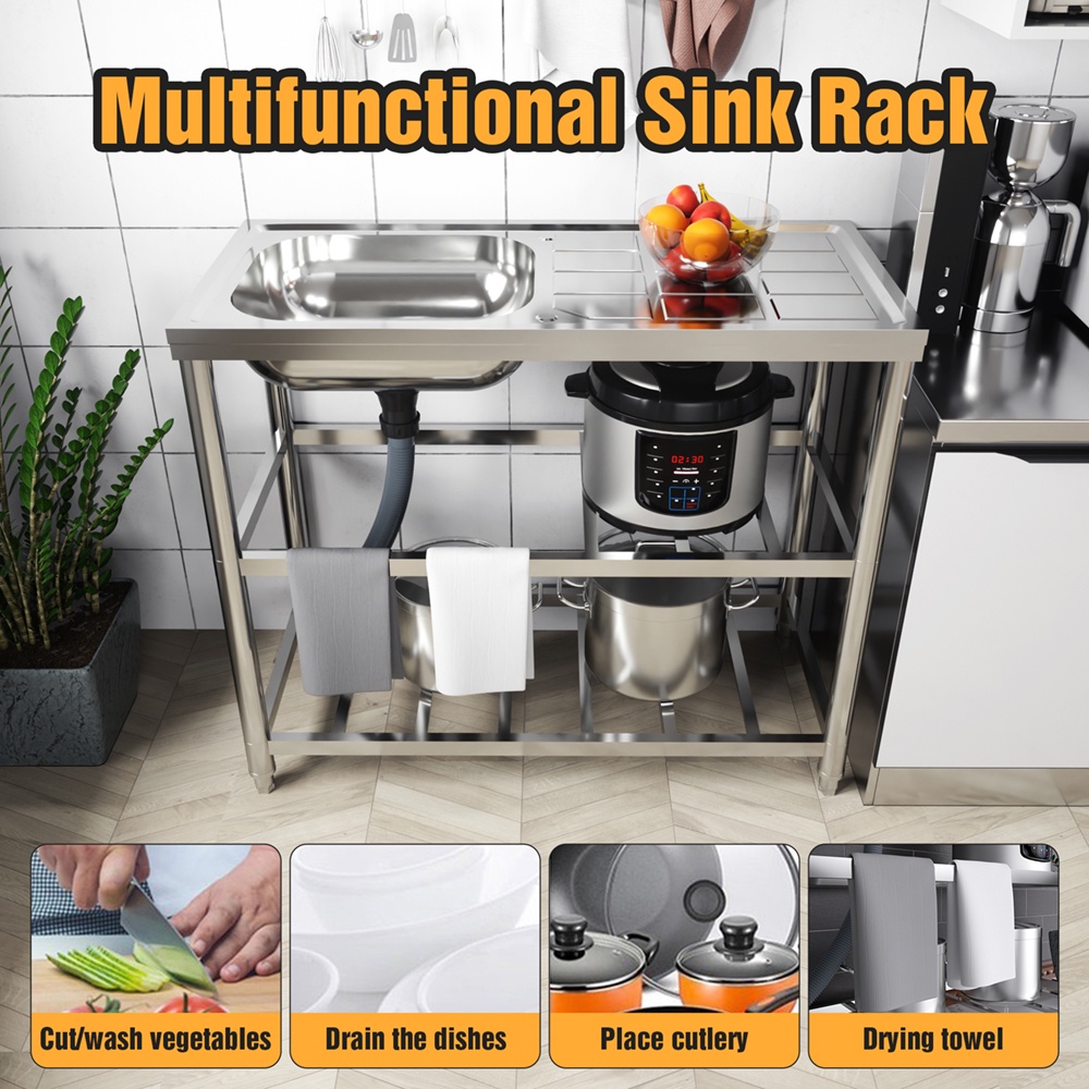High quality Stainless steel single sink with rack / sinki berkembar ...