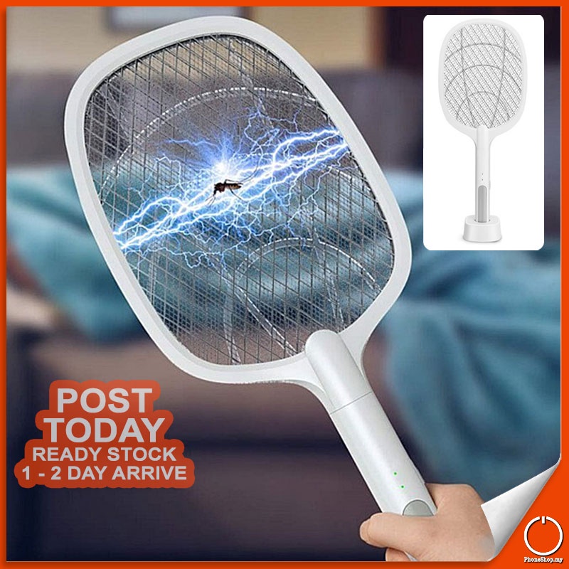 𝟐 𝐈𝐍 𝟏 Automatic Electric Mosquito Fly Swatter Killer Rechargeable Dual ...