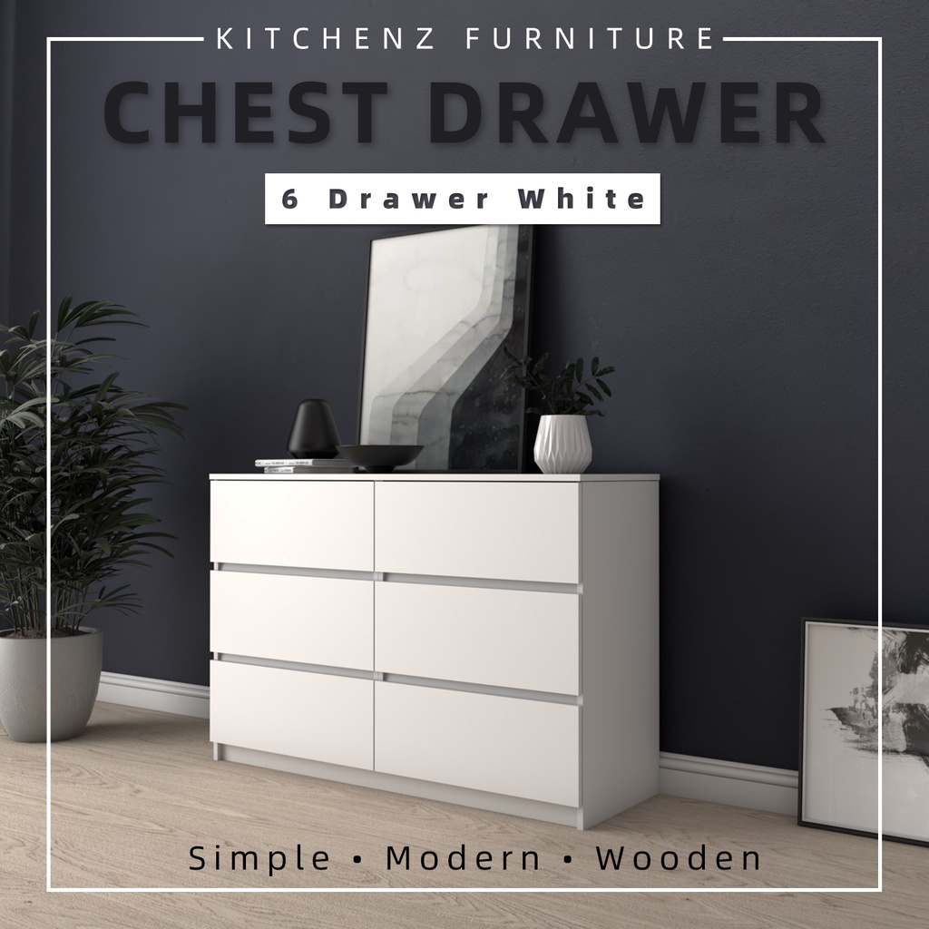 KitchenZ 6 Chest Drawer 3 Layer Storage Big Size - Putih (L120cm) 7003 ...