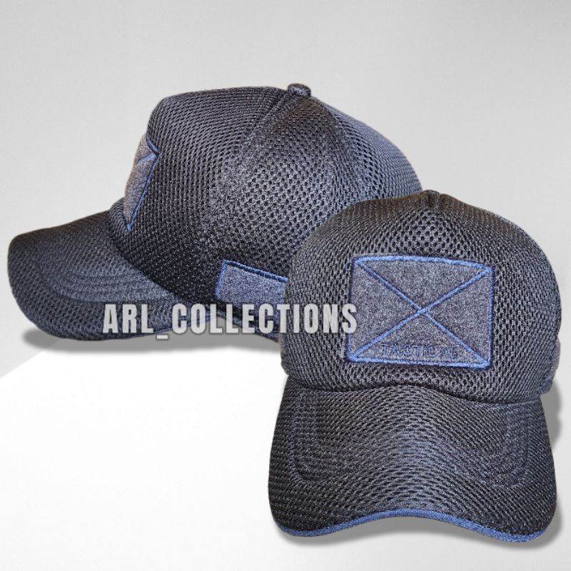 Navy blue double mess tactical hat - navy blue velcro mesh hat - velcro ...