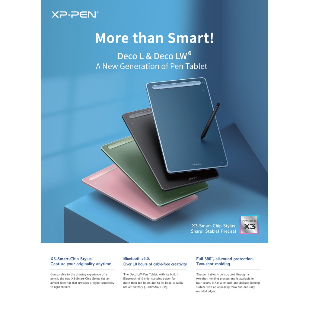 XPPen DECO LW Wireless Drawing Tablet Digital Graphic Tablet Pen Tablet With X3 Pen Support ...