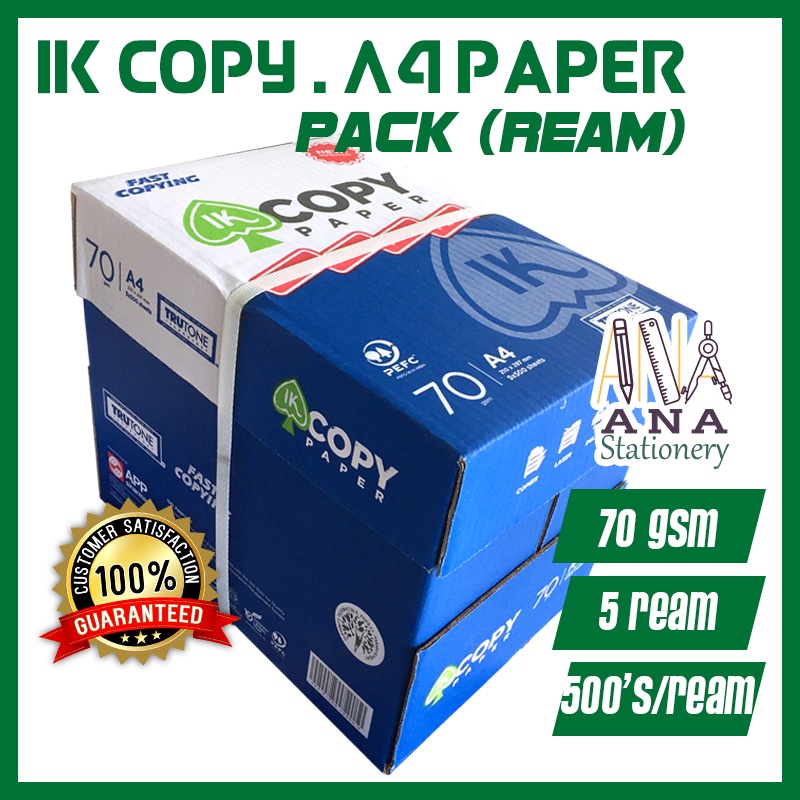 A4 Copier Paper IK Copy | Kertas A4 | 70gsm 500 sheet (BOX) (1 KOTAK) 5 ream dalaman | Shopee ...