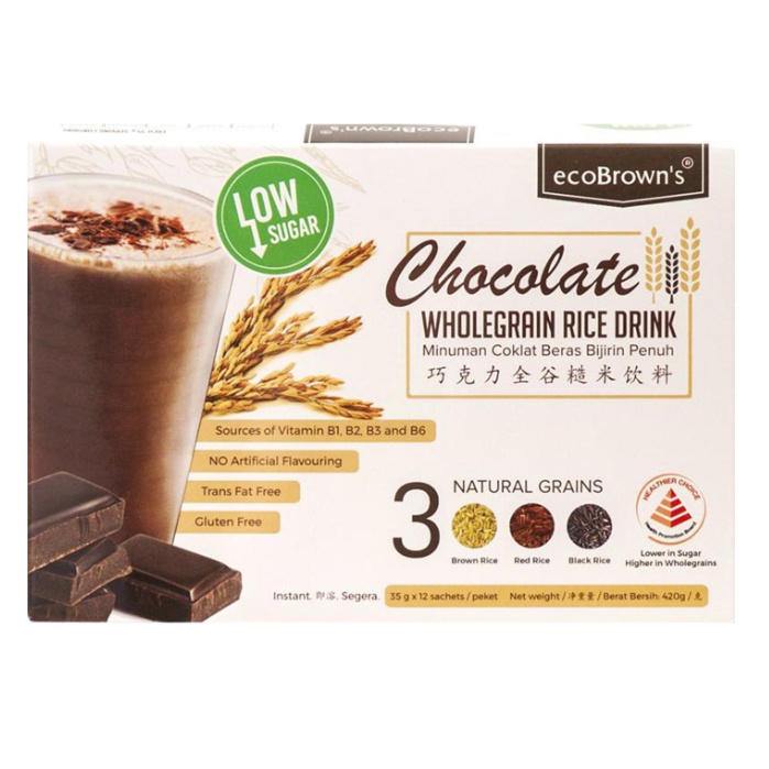 ecoBrowns Chocolate Wholegrain Rice Drinks (Low Sugar) 350g (35g X 10s) | Shopee Malaysia