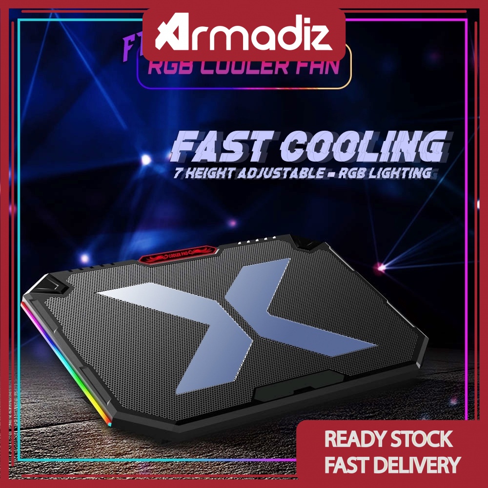 AMZ Cool-X Laptop Cooler Gaming Laptop Stand with RGB Light 2 USB Ports ...