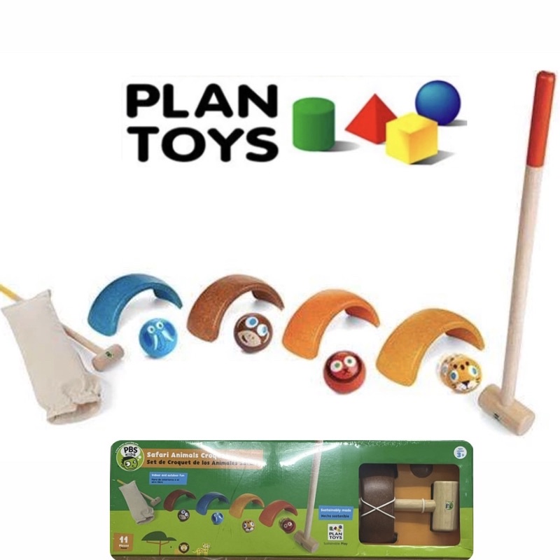 Plantoys Baby Safari Animals Croquet Mini golf Hockey Lawnball | Shopee ...