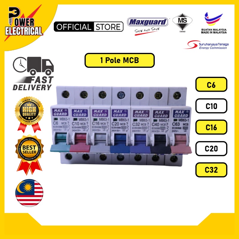[READY STOCK] MAXGUARD1 POLE MCB 6A/10A/16A/20A/32A/40A/63A MCB ...