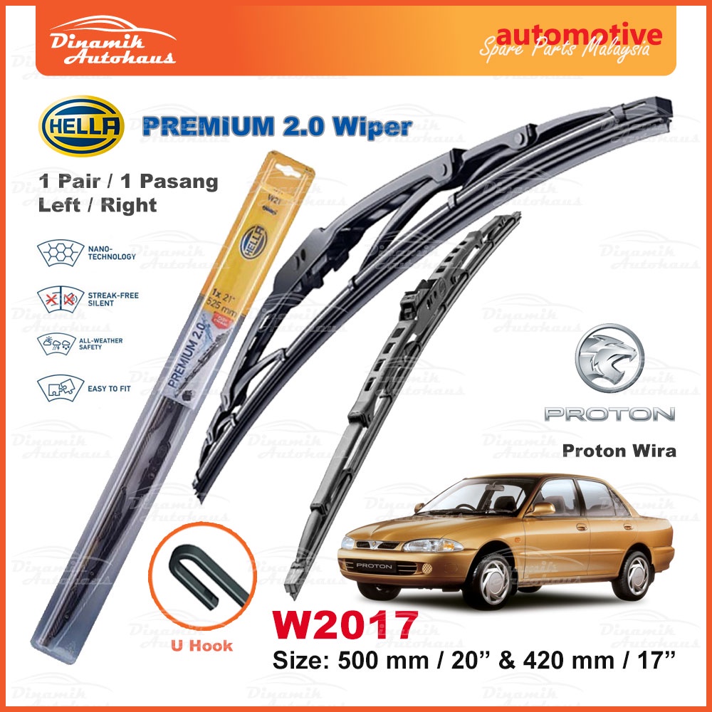 Proton Wira Car Front Windscreen Wiper (Wiper Cermin Depan) Size 20 & 17 Inch (1 Pair) Hella ...