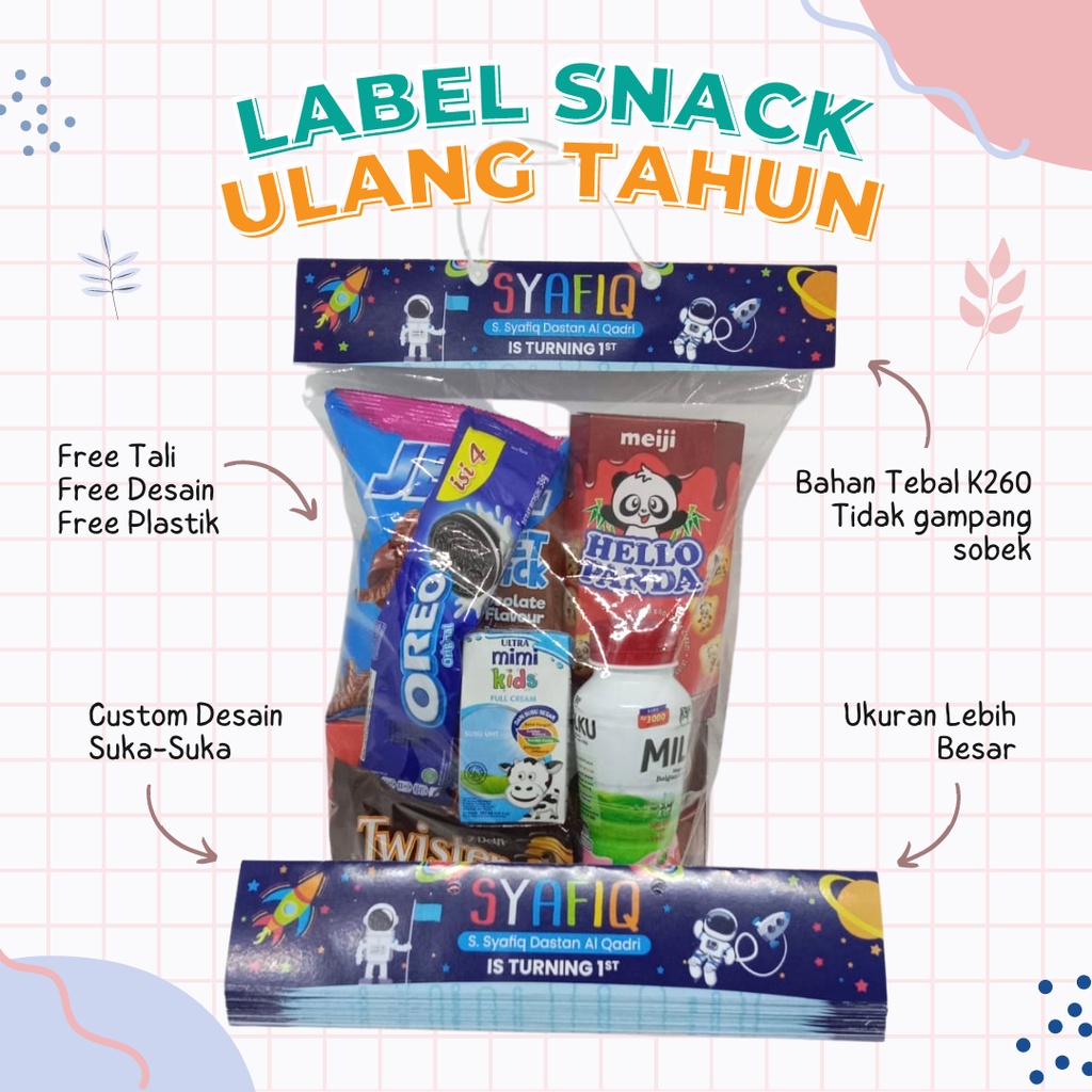 [CHILDREN'S Theme] Birthday Snack Labels Free Ropes, Free OPP Plastic ...
