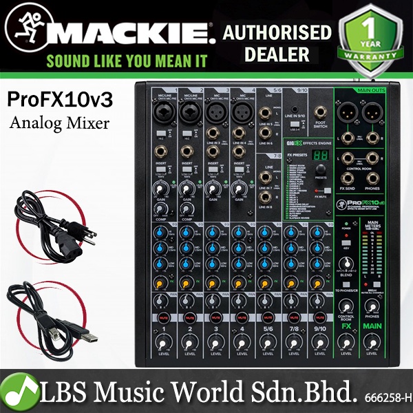 Mackie ProFX10v3 10 Channel Mixer Compact USB Mixers with Effects (Pro ...
