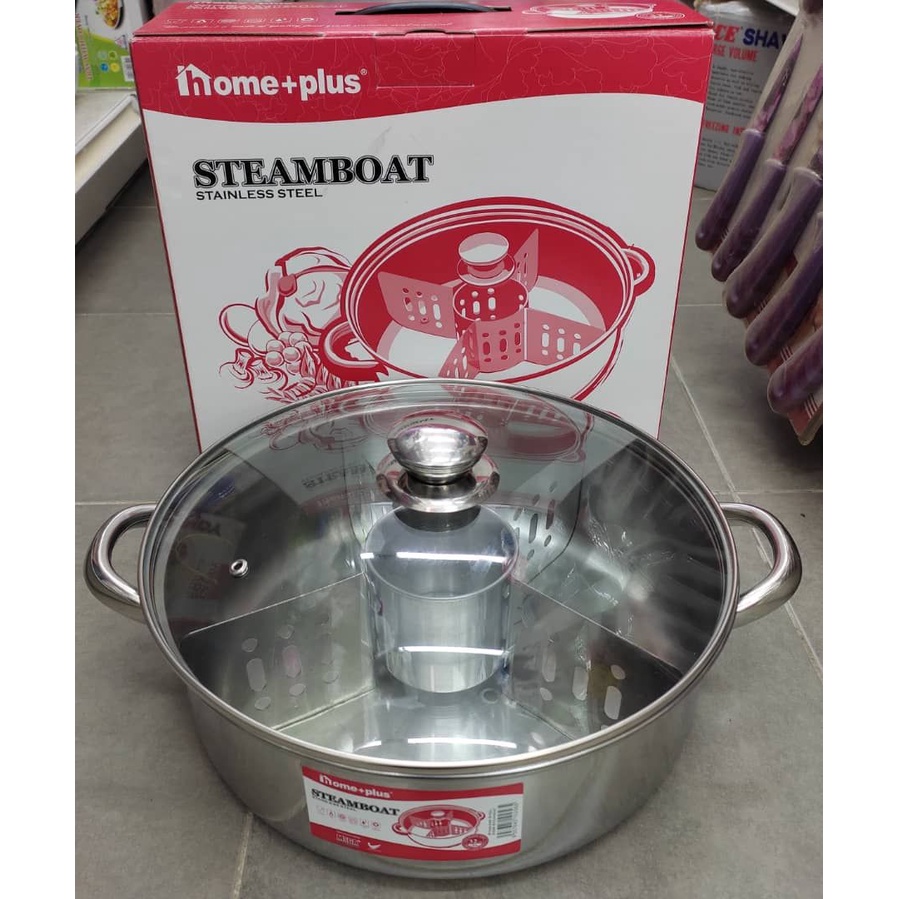 32CM STEEL STEAMBOAT W/GLASS LID | Shopee Malaysia