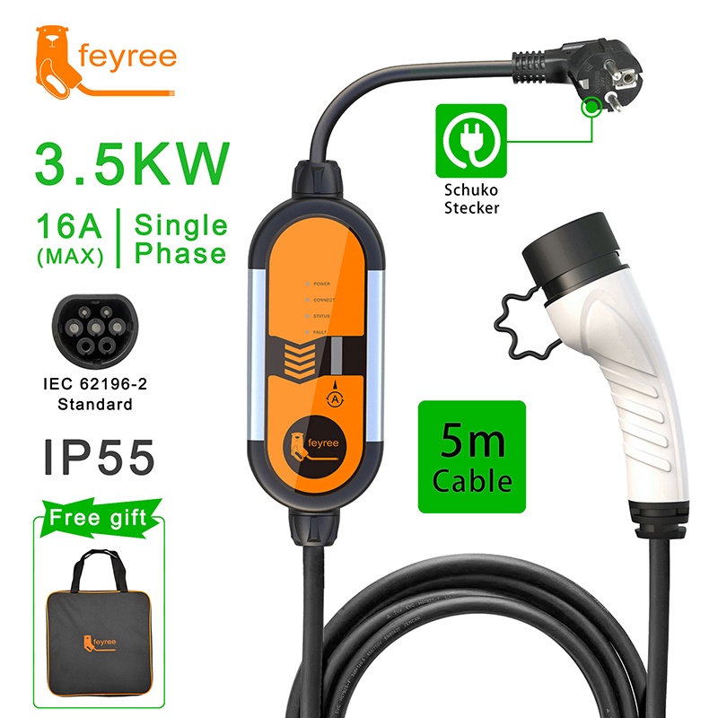 feyree Portable EV Charger Charging Cable J1772 Connector 16A EVSE ...