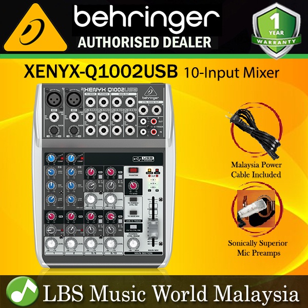Behringer XENYX-Q1002USB Premium 10 Input Portable Mixer with USB Audio ...