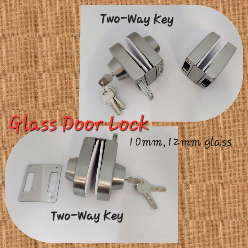 Glass Door Lock SS304 [SATIN/BLACK] Tempered Glass Door Lock 10mm,12mm ...