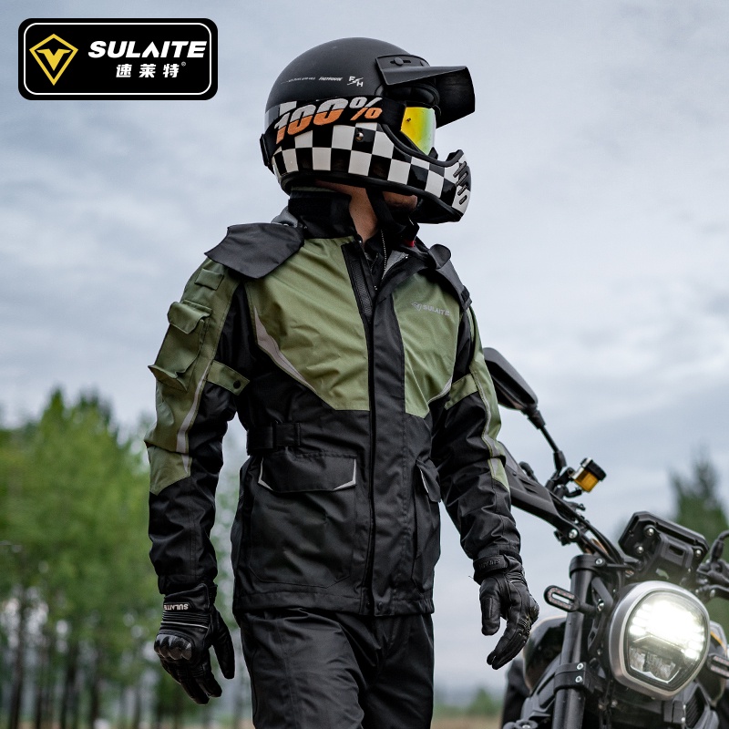 SULAITE Motorcycle Raincoat Waterproof Adult Male and Female Split ...