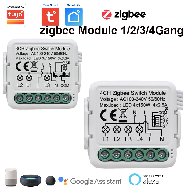 Tuya Smart Zigbee Switch Module 1/2/3/4 Gang Wireless Zigbee Mini ...