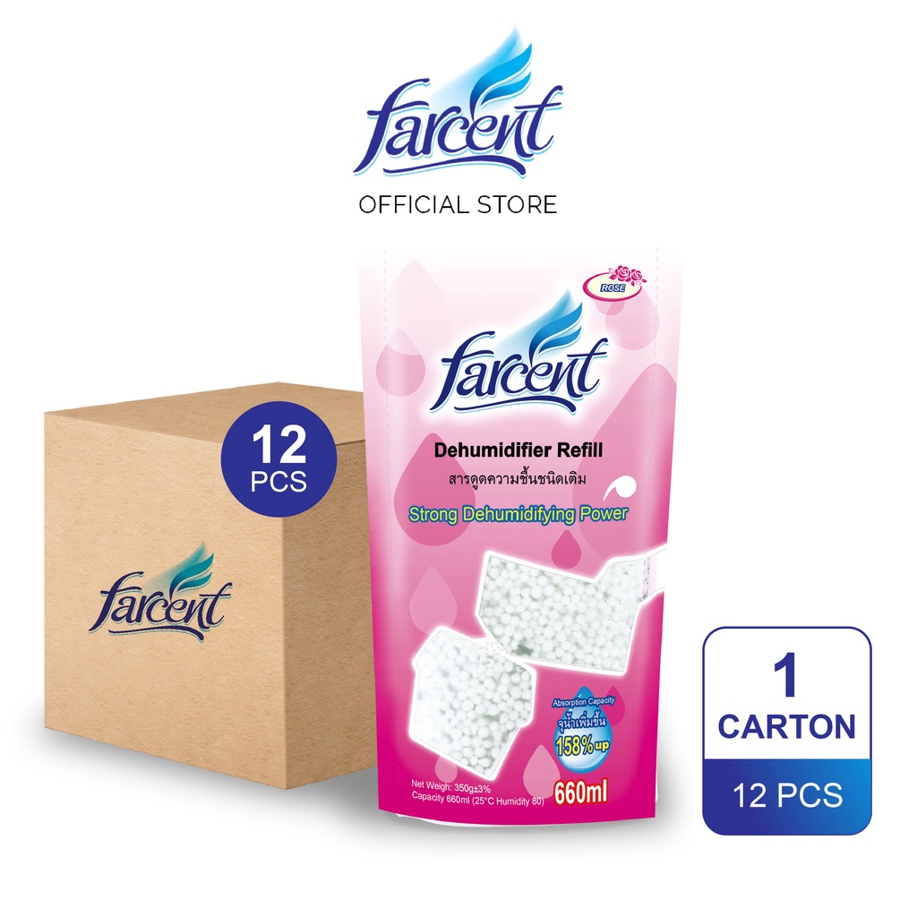 [Bundle of 12] Farcent Dehumidifier Moisture Absorber Refillable Starter Refill Rose (660ml x 12 ...