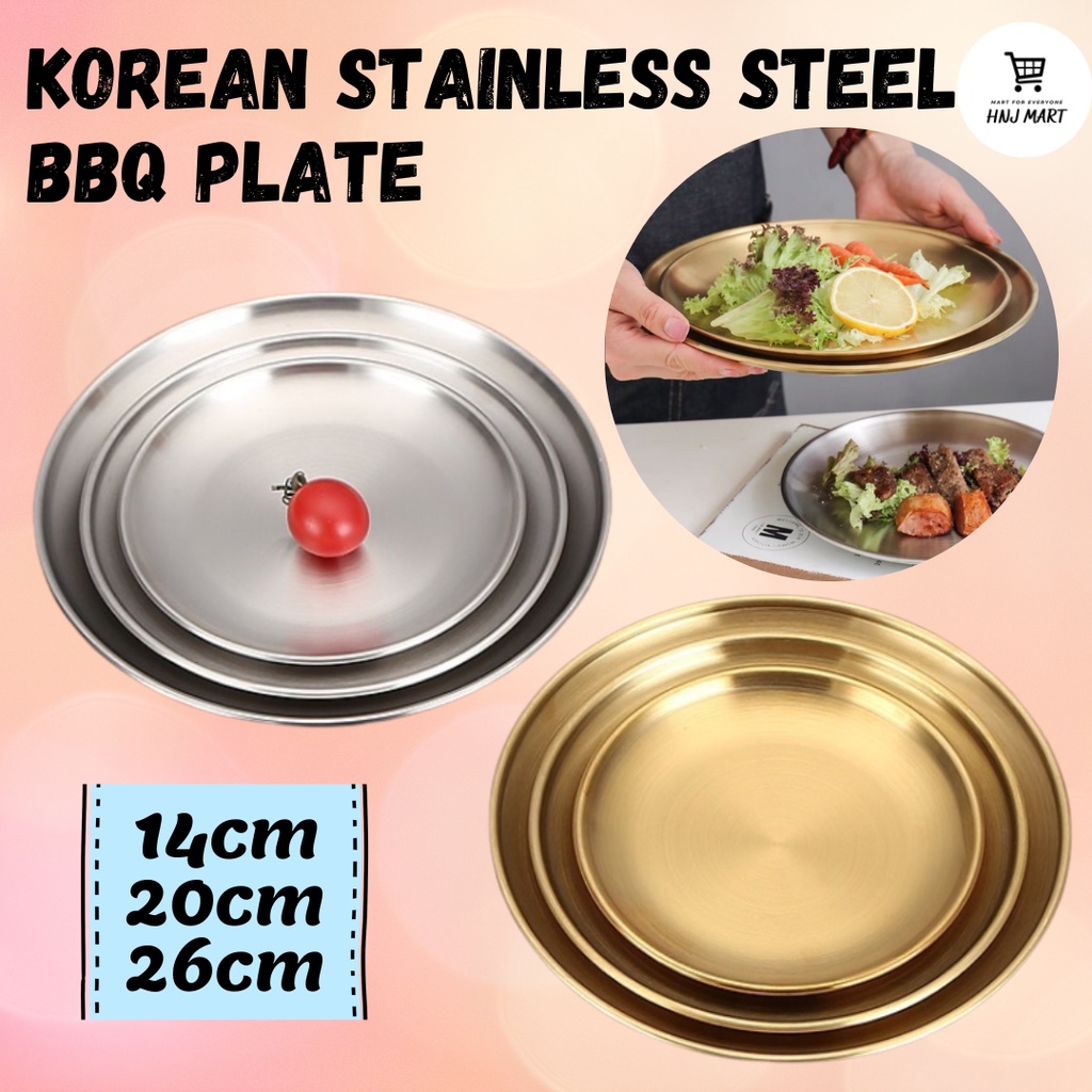 Korean Stainless Steel BBQ Plate | Flat Plate | Silver Plate | Gold ...