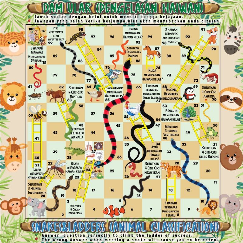 JILID 2 DAM ULAR GERGASI BERMAIN SAMBIL BELAJAR GIANT SNAKE & LADDER ...