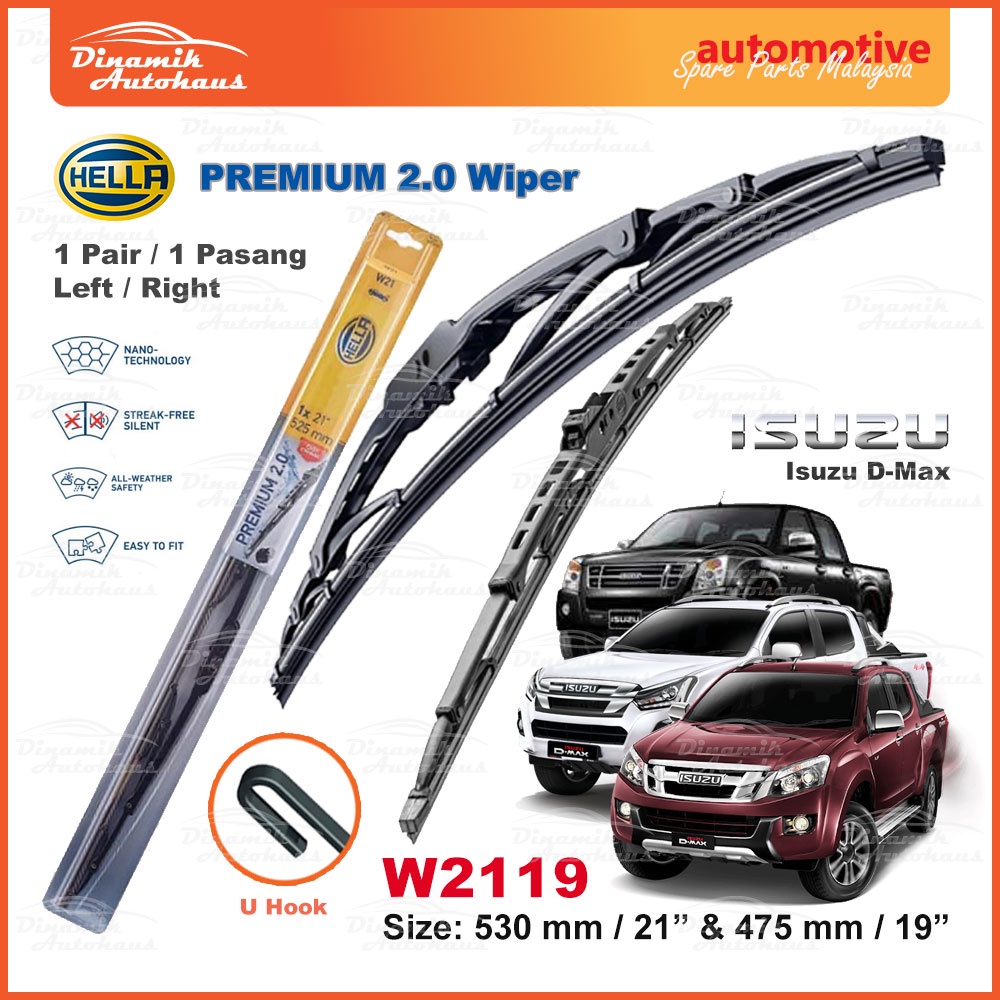 Isuzu DMax Car Front Windscreen Wiper (Wiper Cermin Depan) Size 21 & 19 ...