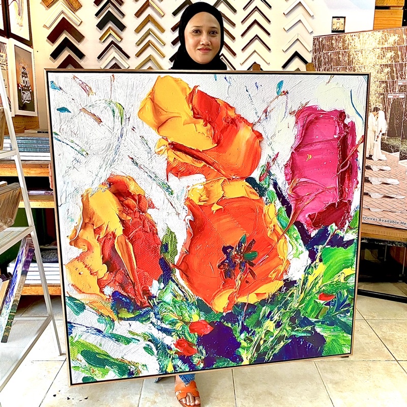 Canvas Printing With Frame Floral Like Hand Painting Home Decor Wall ...