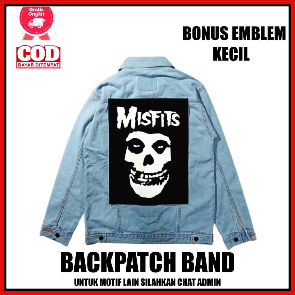 Back Emblem Backpatch Jeans Jacket Big Punk Band Misfit Misfits Logo Skull Skull | Shopee Malaysia