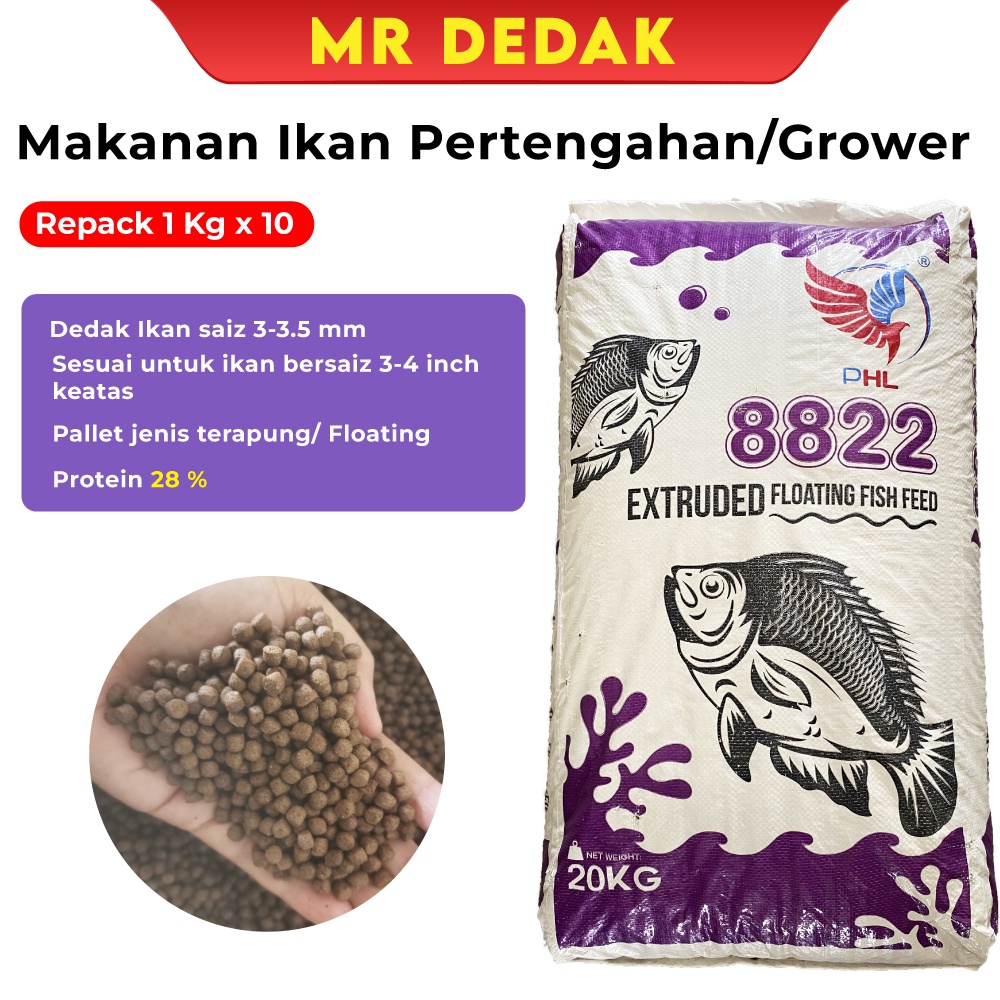 [10KG] [8822] Makanan Ikan Pertengahan 5mm [Grower Fish Pallet][Fish ...