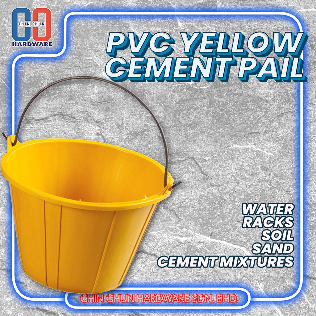 PVC YELLOW CEMENT PAIL WITH STEEL HANDLE|BALDI SIMEN|CEMENT TONG|TONG ...