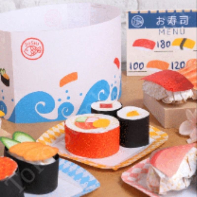 Sushi Papercraft Food Make Believe Diorama Paper Craft Stall Egg ...