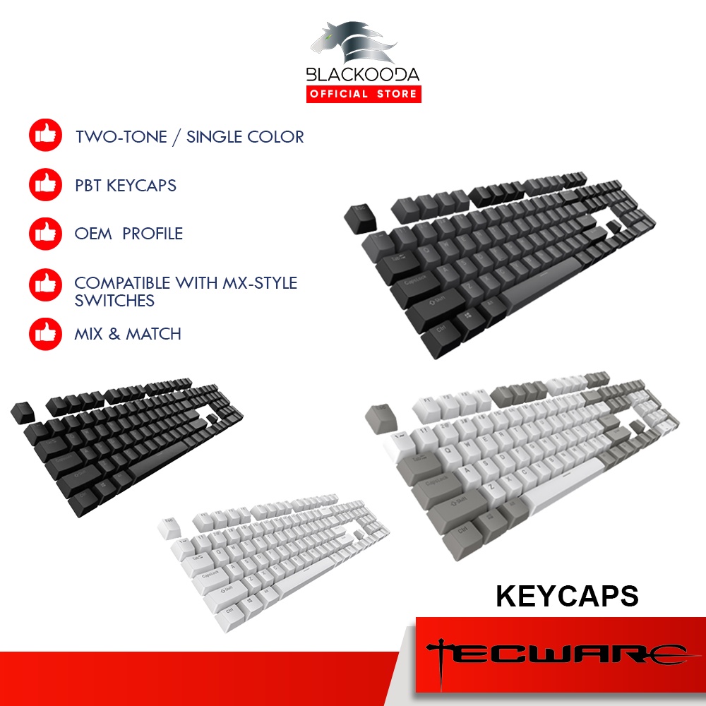 TECWARE PBT KEYCAP SET FOR MECHANICAL KEYBOARD ( TWO-TONE / SINGLE TONE ...