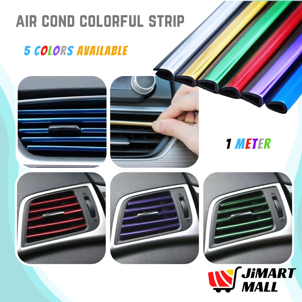 AIR COND COLORFUL STRIP LINING Car Interior Chrome Trim Grid Decoration ...