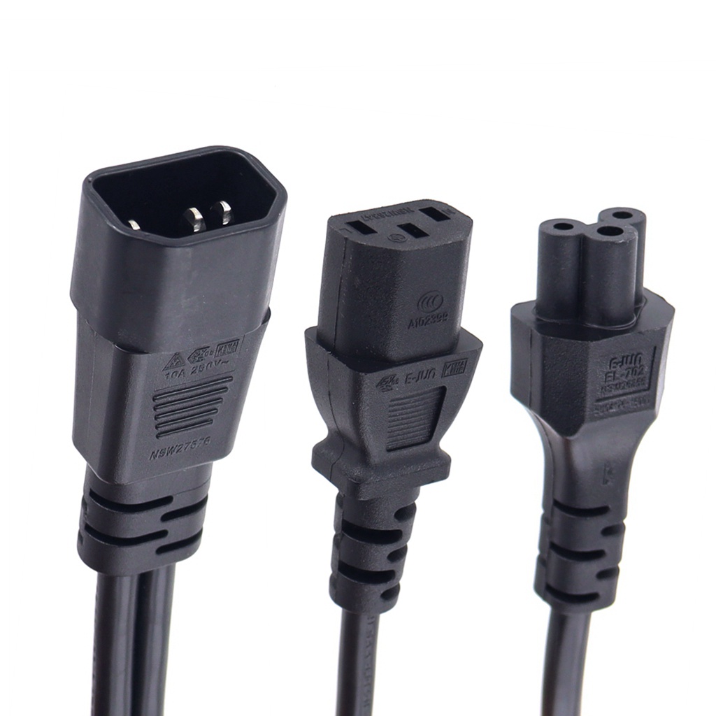 IEC 320 C14 3Pin Male to C5 Female + C13 Female Power Adapter Cable, Y ...