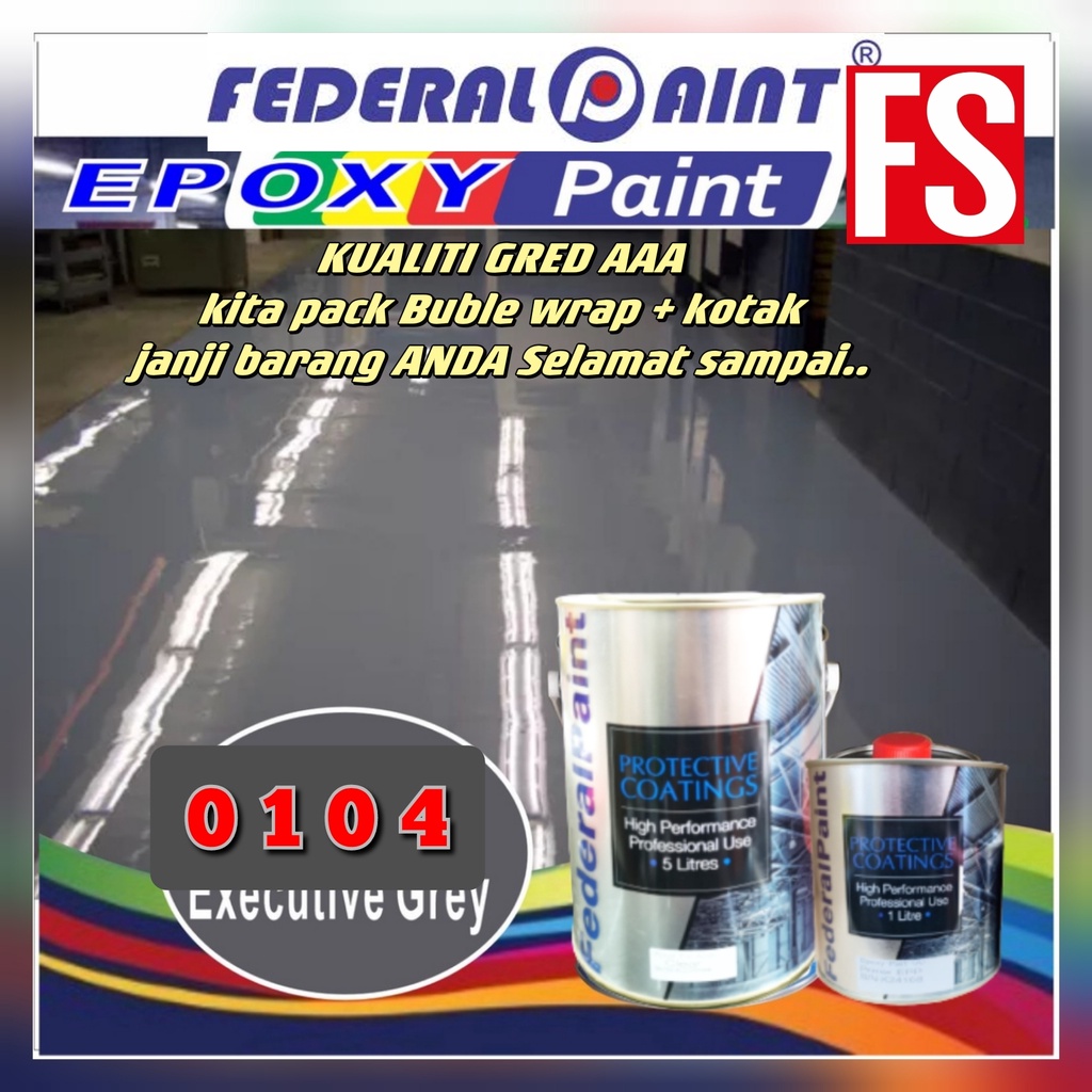 0104 EXERCUTIVE GREY ( 5L ) HEAVY DUTY EPOXY FEDERAL PAINT WATERPROOF ...