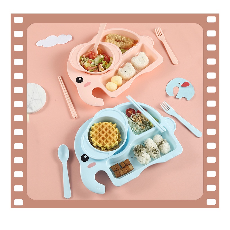 *READY STOCK* 6pcs children dining sets plastic Cartoon Kid Plate Set ...
