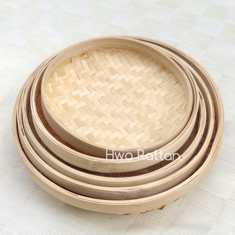 Bamboo round tray serving tray plate nyiru tampi pinggan bulat anyaman ...