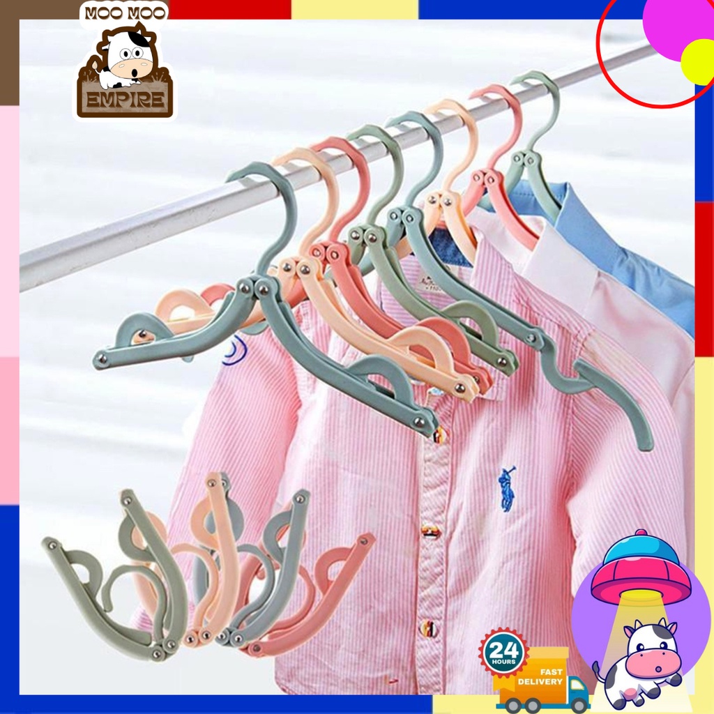 𝟯 𝗙𝗢𝗟𝗗𝗜𝗡𝗚 𝗟𝗘𝗩𝗘𝗟 〗Foldable Mini Cloth Hanger Non Slip Portable Travel ...