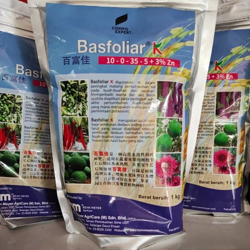 Baja Bunga Dan Buah Basfoliar K 10-0-35-5+3%+Zn 1kg Compo Expert ...