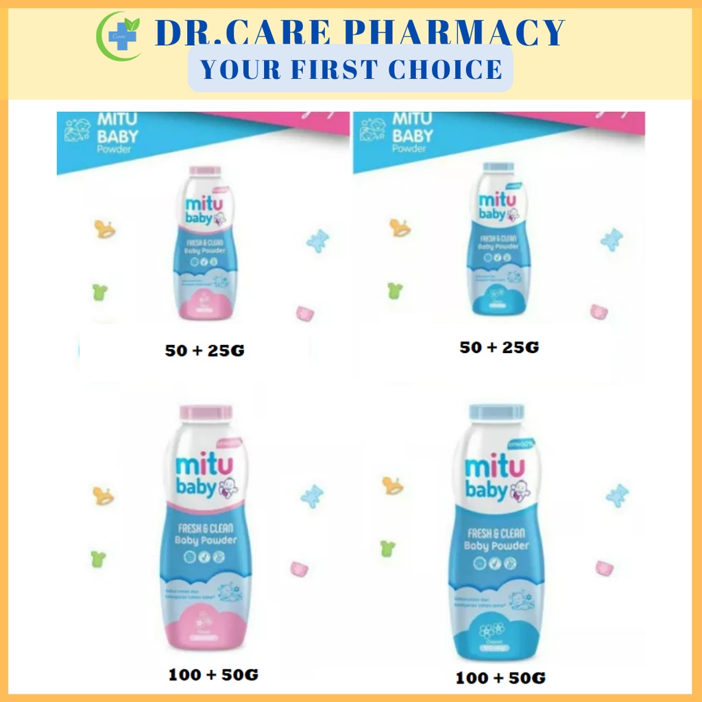 Mitu Baby Powder Fresh Clean 100 + 50G / 50 + 25G | Baby Powder ...