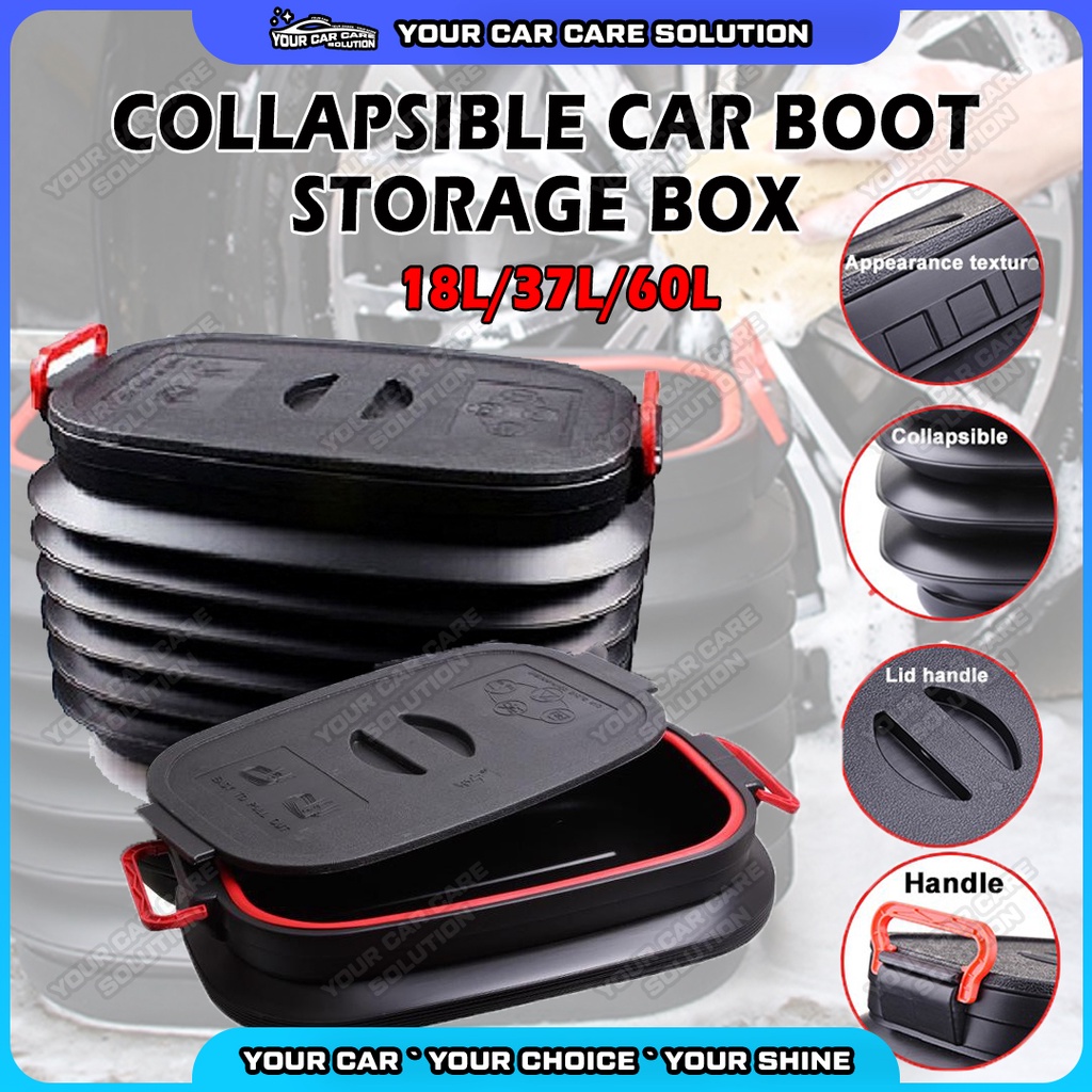 Multipurpose Car Boot Organiser Collapsible Storage Box Bucket Plastic ...