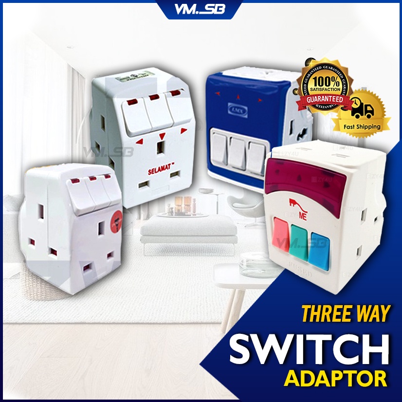ME LMX 3 Way Adaptor Universal Travel Plug 13A Switch Socket Adapter ...