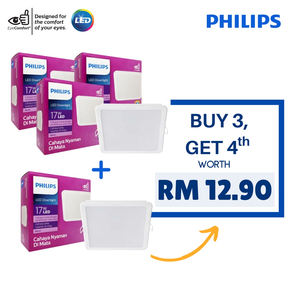 PHILIPS 59467 Meson 6" Recessed LED Downlight Square 17W 3000K 4000K ...